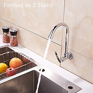 Inchant Cold Water Sink Faucet - Single Handle One Hole High Arc Wall Mount Stainless Steel Bar Faucet for Kitchen Garden Outdoor Boat Camper Easy Install Chrome Finish
