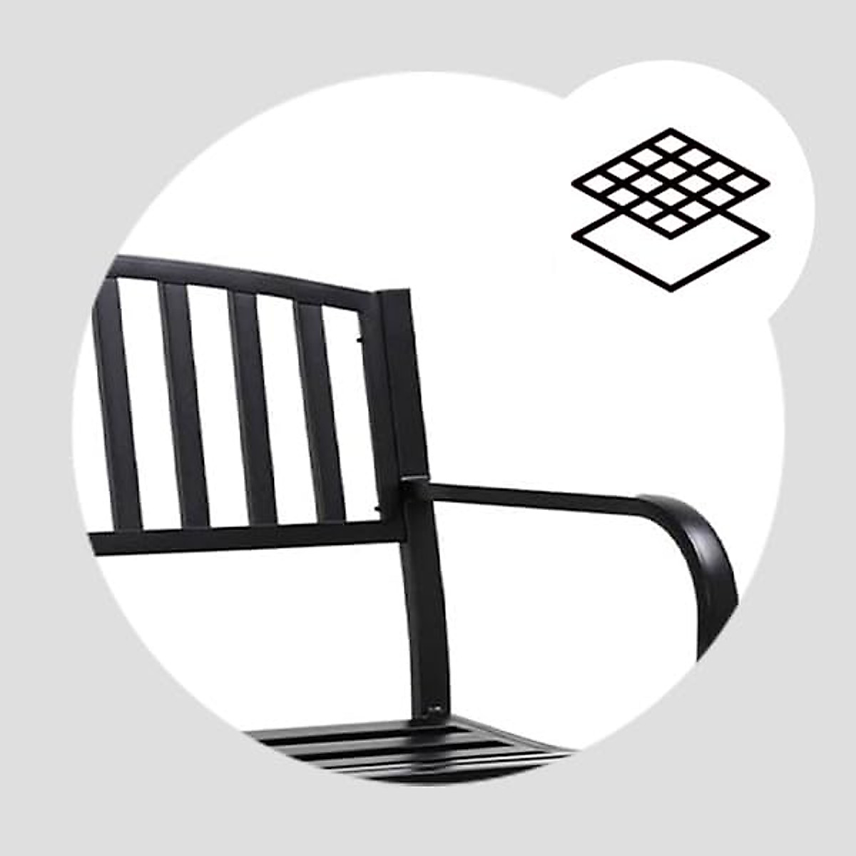 Four Seasons Courtyard Outdoor Patio Bench Glider Backyard Garden, Front Porch, or Walking Path Furniture Seat with Powder Coated Steel Frame, Black