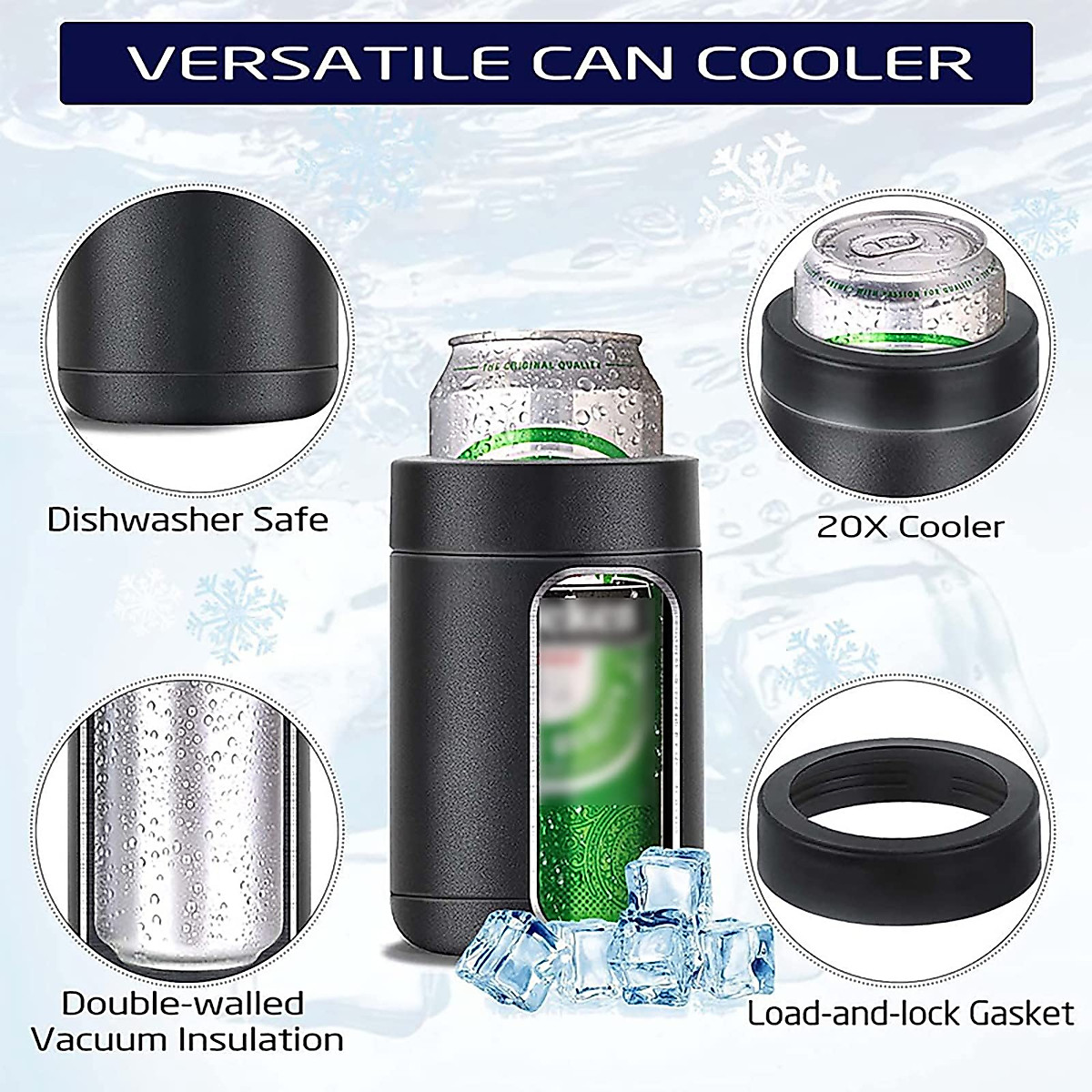 Slim Can Cooler Double Wall Vacuum Insulator Beverage for 12oz Bottles Cans Cooler for Hot and Cold Drinks