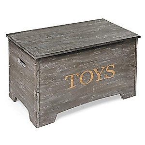 Badger Basket Farmhouse Solid Wood Rustic Toy Box with Reversible Panel