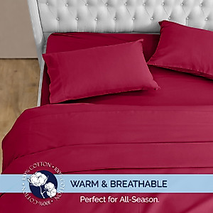 Elegant Comfort Soft 4-Piece 100% Turkish Cotton Flannel Sheet Set - Premium Quality, Deep Pocket Fitted Sheet, Ultra Soft, Cozy Warm Flannel Sheets - Full, Burgundy
