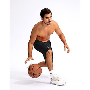 G Gradual Men's Basketball Shorts with Zipper Pockets Lightweight Quick Dry 11" long shorts for men Athletic Gym(Black,XL)