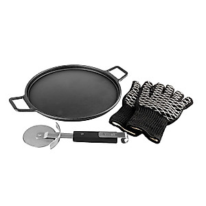 PitMaster King Cast Iron Pizza Stone 4-Pk Complete Kit