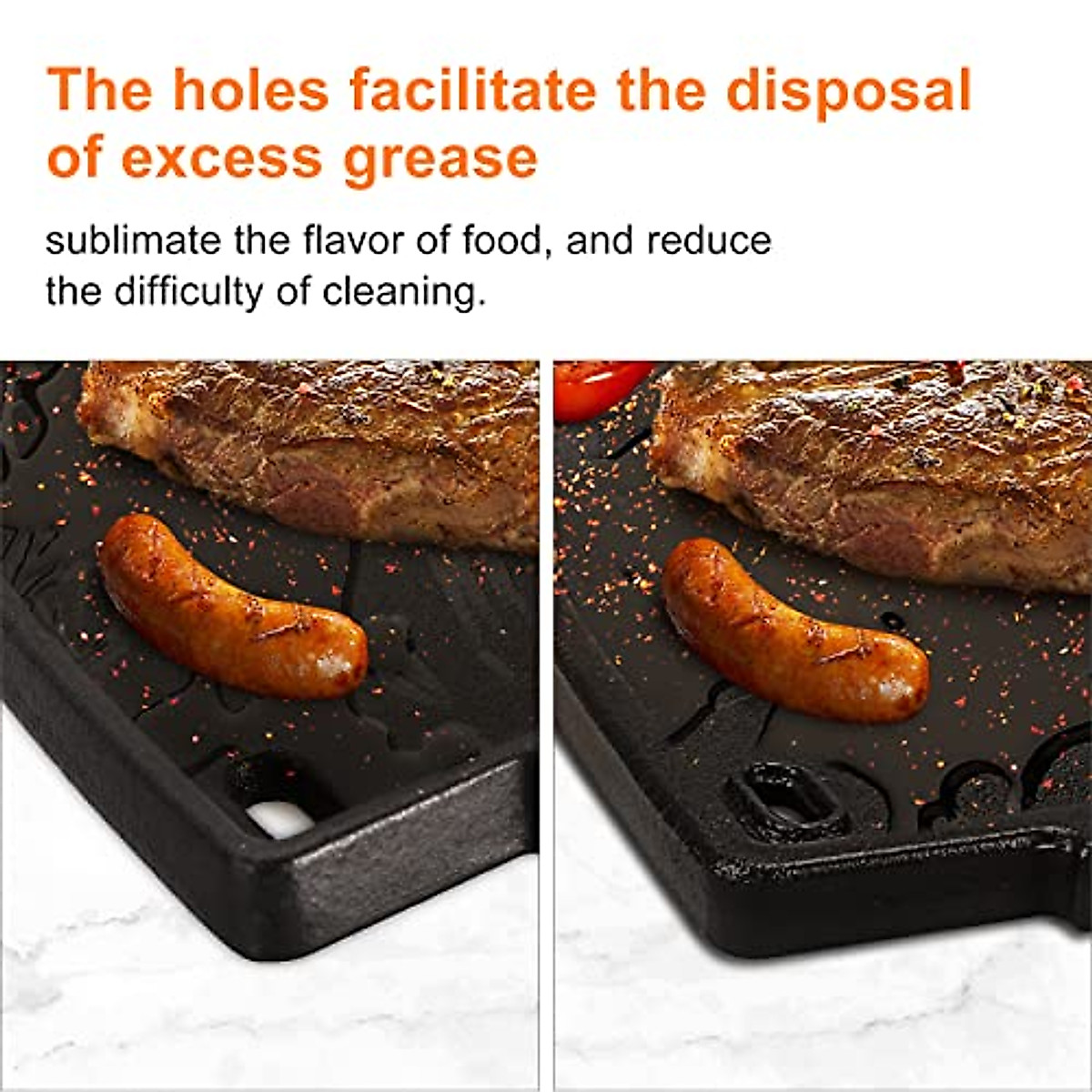 Utheer 6558 Cast Iron Griddle, 6558 Grill Parts Cooking Griddle for Weber Q100 Q120 Q140 Q1000 Q1200 Q1400 Series Gas Grills, 12.6 x 8.6 inch