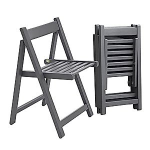FUNROLUX Folding Dining Chair 2 Pack Grey Wooden Foldable Chairs Suitable for Event Party Garden Kitchen Table Chair 268LB Weight Capacity (Grey)