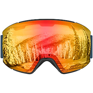 Retrospec Zenith Ski Goggles for Men and Women Over Glasses, UV Protection, Anti-Fog, Scratch Resistant Snow Goggles for Skiing and Snowboarding