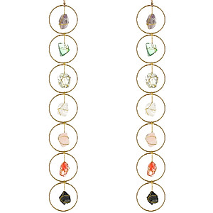 2 Pcs Raw Crystal 7 Chakra Gemstone Wall Decor Crystal Chakra Hanging Decor Window Meditation Hanging Ornament for Home Yoga Meditation Good Luck Mom Gifts Christmas Birthday Ornaments