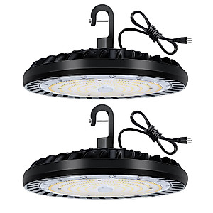 hykolity 2 Pack LED High Bay Light 200W, 5000K UFO LED High Bay Light Fixture with US Plug [600W MH/HPS Equiv.] 100-277V, 26,000lm, IP65 Commercial Warehouse Area Light for Wet Location