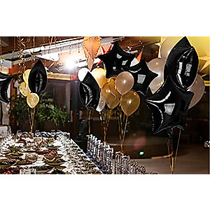 [10 Pack] Star Shape Foil Balloons, 18" Mylar Aluminum Foil Balloons 45cm Decorations for Birthday Party Wedding Engagement Party Celebration Holiday Show Party Activities (Black, 18Inch)