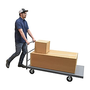 Vestil ECSPT-3060 Steel Smooth Deck Platform Truck 30 in. x 60 in. 2000 Lb. Capacity Gray