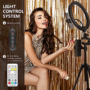NEEWER 10" RGB Ring Light with Tripod Stand & 2 Phone Holders, Dimmable Selfie Ring Light with 29 Colors Modes for Makeup/Live Streaming/YouTube/Tiktok/Video Shooting, RGB10-H