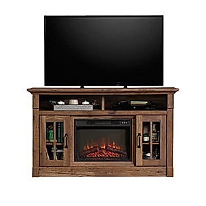 Sauder Miscellaneous Fireplace Credenza, L: 60.0" x W: 16.73" x H: 35.04", Vintage Oak Finish