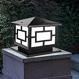 Wylolik Pillar Lights Outdoor, Patio Waterproof Column Lamp Villa Garden Courtyard Fence Deck Stigma Lamps Square E27 Pedestal Lantern Exterior Rainproof Pathway Lighting