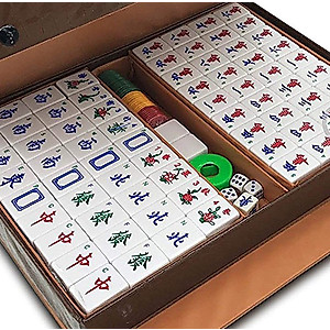 Chinese Mahjong X-Large 144 Numbered Acrylic Tiles 1.5" Large Gold Tile with Carrying Travel Case Pro Complete Mahjong Game Set - (Mah Jong, Mahjongg, Mah-Jongg, Mah Jongg, Majiang)