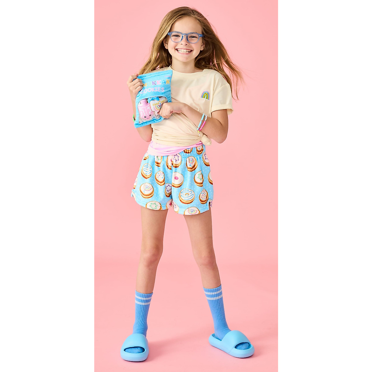 iscream Hanukkah Cookies 10" x 6" Holiday Fleece Play Pillow Set with Dreidel, Menorah and Star Cookies