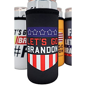 Let's Go Brandon Republican Gifts - FJB Ferk Jer Berdin LGBFJB LGB Patriotic Libertarian Dad Birthday Gift, Fathers Day Funny Beer Gifts for Men Who Have Everything, 12 oz. Slim Can Insulator Sleeve