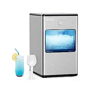 HiCOZY Dual-Mode Nugget Ice Maker Countertop, Compact Crushed Ice Maker, Produce Ice in 5 Mins, 55LB Per Day, Self-Cleaning and Automatic Water Refill (Black)