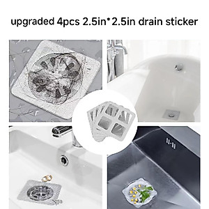 offMess 20PCS, 4X4inches Disposable Shower Drain Cover Hair Catcher Shower Drain Mesh Stickers, Bathroom, Laundry, Bathtub, Kitchen, Sink