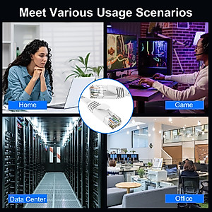 Cat 6 Ethernet Cable 1ft (6 Pack) (at a Cat5e Price but Higher Bandwidth) Flat Internet Network Cable - Cat6 Ethernet Patch Cable Short - White Cat6 Computer Cable with Snagless RJ45 Connectors