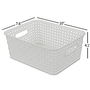 Bringer White Plastic Weave Storage Baskets, 6-Pack, F