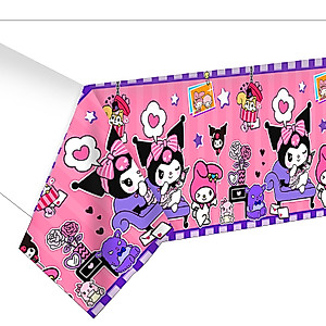 Kawaii Anime Cute Birthday Party Supplies, Cute Kitten Party Decorations Include Backdrop, Balloons, Tableware, Cupcake Toppers, Tablecloth, Stickers, Pink Kitten Themed Party Decorations for Girls