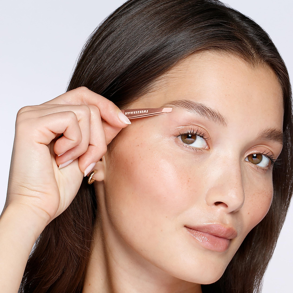 Tweezerman Rose Gold Mini Slant Tweezer with Case