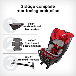 Diono Radian 3QX 4-in-1 Rear & Forward Facing Convertible Car Seat, Safe+ Engineering 3 Stage Infant Protection, 10 Years 1 Car Seat, Ultimate Protection, Slim Fit 3 Across, Red Cherry