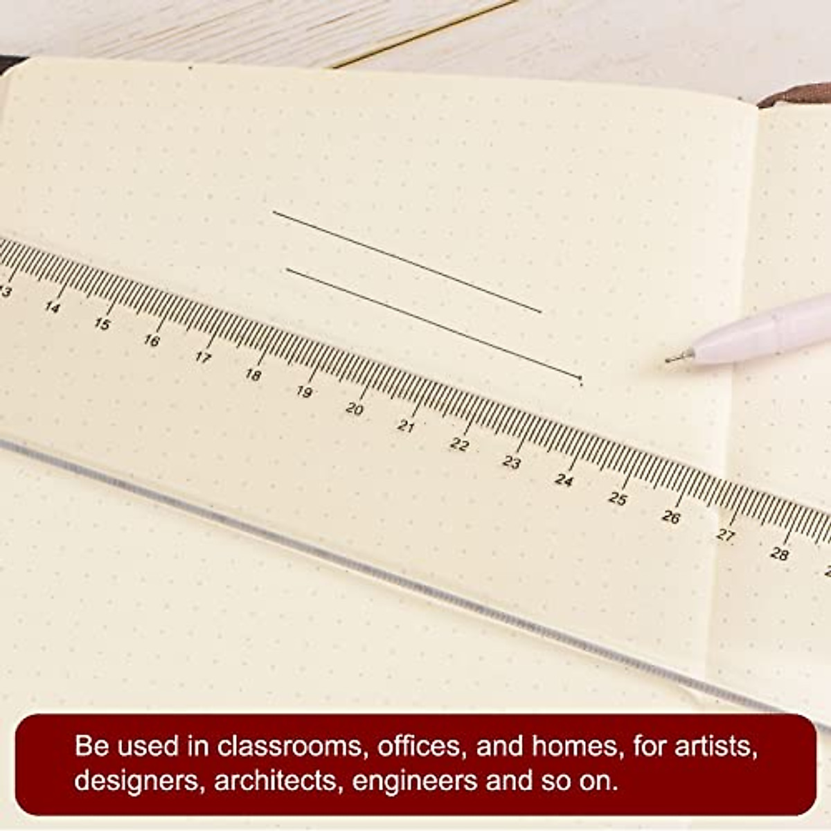HARFINGTON 3pcs Straight Ruler 30cm Metric Clear Measuring Tool with PVC Bag for Classrooms Home Office, Transparent
