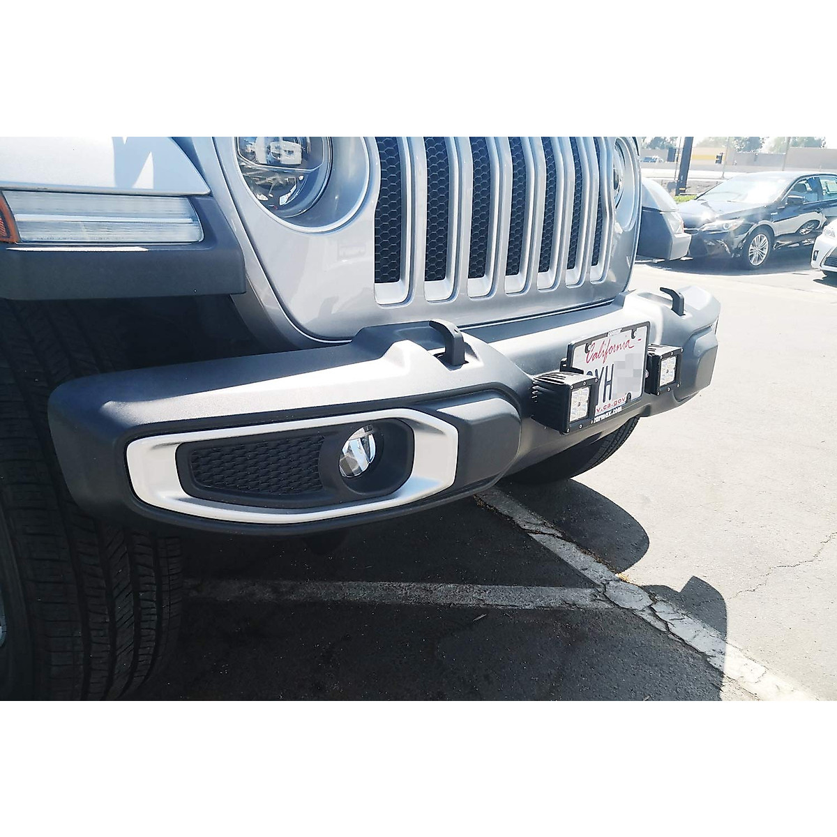 iJDMTOY Universal Fit License Plate Frame Mount 3-Inch LED Pod Fog Driving Light Kit, Include (2) 2x2 24W LED Cubic, Mounting Brackets & Relay Wiring Kit