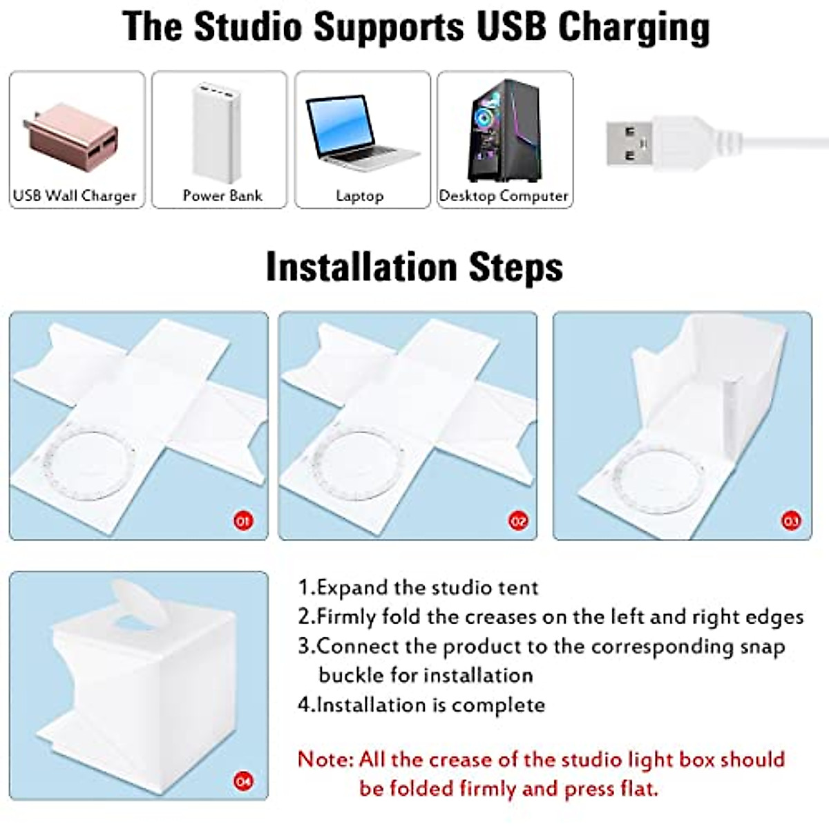 Photo Studio Light Box,Photo Shooting Tent kit,Portable Folding Home Photography Light Tent kit with White/Warm/Soft Lighting + 6 Color Backgrounds for Jewellery,Accessories,Toys and Small Items