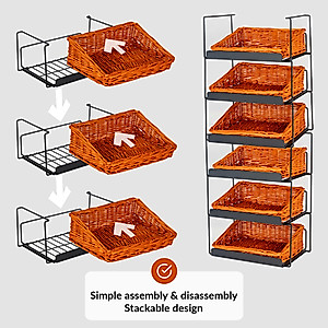 Bread Display Rack | Willow Basket Display For Kitchen Counter Storage & Bakery | Bread Organizer | Farmers Market Display | Basket For Potatoes And Onions | Fruit & Vegetables Holder