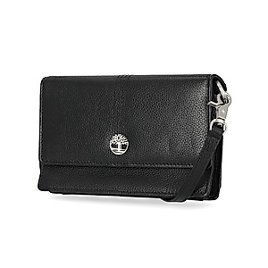 Timberland womens Rfid Leather Crossbody Bag Wallet Purse, Black (Pebble), One Size