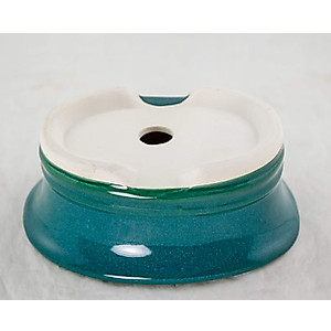 5.75" Oval Teal Green Bonsai/Succulent Pot + Soil + Tray + Rock + Mesh Kit