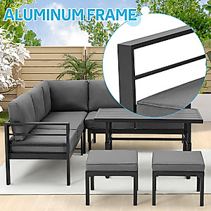 Danrelax All Weather Aluminum Frame Patio Conversation Set, 7 Pieces Outdoor Patio Furniture, Patio Furniture Set, Outdoor Patio Set for Lawn, Garden, Balcony, Poolside, Conversation Set(Black)