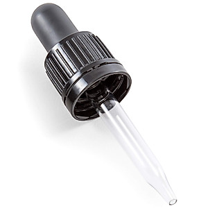 Plant Therapy Glass Droppers, 4 Pack | Use With 10 mL Essential Oil Bottle | Black Bulb Polypropylene Plastic Cap With Straight Glass Pipette Dropper, Tamper Evident Seal