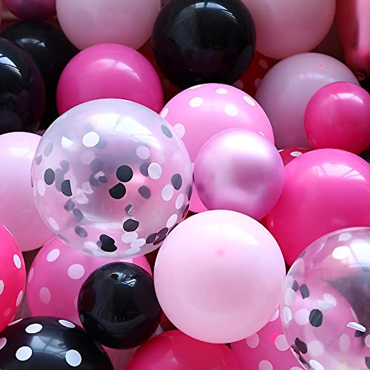 Enanal Hot Pink Balloon Garland Arch Kit, Hot Pink and Black Balloons with Bow Foil Balloons for Princess Theme Party Supplies Girls Birthday Baby Shower Bridal Shower Decorations (pink)