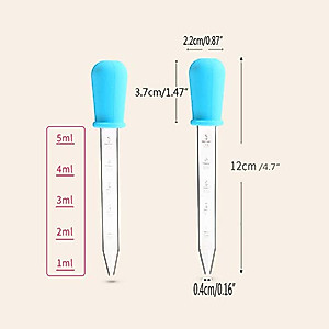 5ml Liquid Droppers Medicine Silicone and Plastic Pipettes Eye Dropper with Bulb Tip for Kids Candy Molds (8 Pack)
