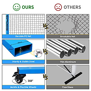 Hamino Pickleball Set with Net Wheels, 22 FT Regulation Size Pickleball Net Set with Steady Metal Frame Base/Sturdy PE Net/600D Carrying Bag, Portable Outdoor Driveway Home Backyard Fun for All Ages