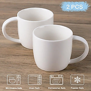 Tacuhy Ceramic Cappuccino Cups Set of 2, 8 oz Coffee Mugs, Coffee Cup for Cappuccino, Espresso, Latte (White)