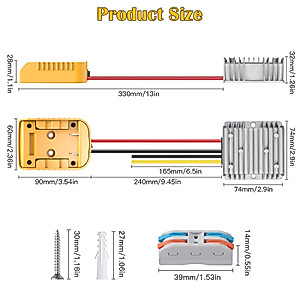 20V to 12V Step Down Converter Aadpter for Dewalt 20V Battery DC Voltage Regulator 15A MAX 180W Inverter Automatic Buck Converter Power Wheels Aadpter with Upgraded Low Voltage Protection and Switch