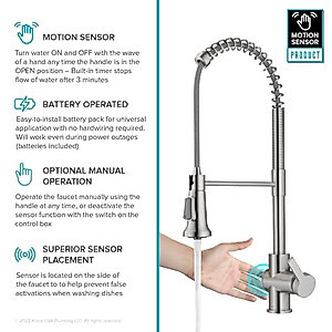 KRAUS Britt Touchless Sensor Commercial Pull-Down Single Handle Kitchen Faucet in Spot Free Stainless Steel, KSF-1691SFS