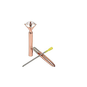 MengRan Pen + 5 Refills Rose Gold Pen with Big Diamond/Crystal -Metal Ballpoint Pen Rose Gold Office Supplies -Black Ink (rose gold)