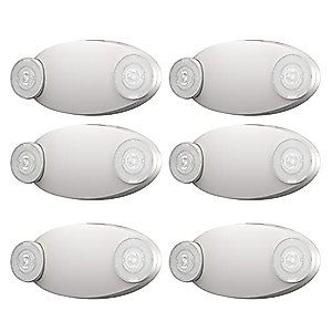 SPECTSUN 6 Packs LED Emergency Light with Battery Backup-Adjustable Hardwired 2 LED Bug Eye Head Wall Mount -UL Certified 120-22VAC White Emergency Exit Lighting Fixtures for Business/Home