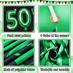 Green and Black 50th Birthday Banner and Balloons - 18pc Set for Indoor/Outdoor Decor