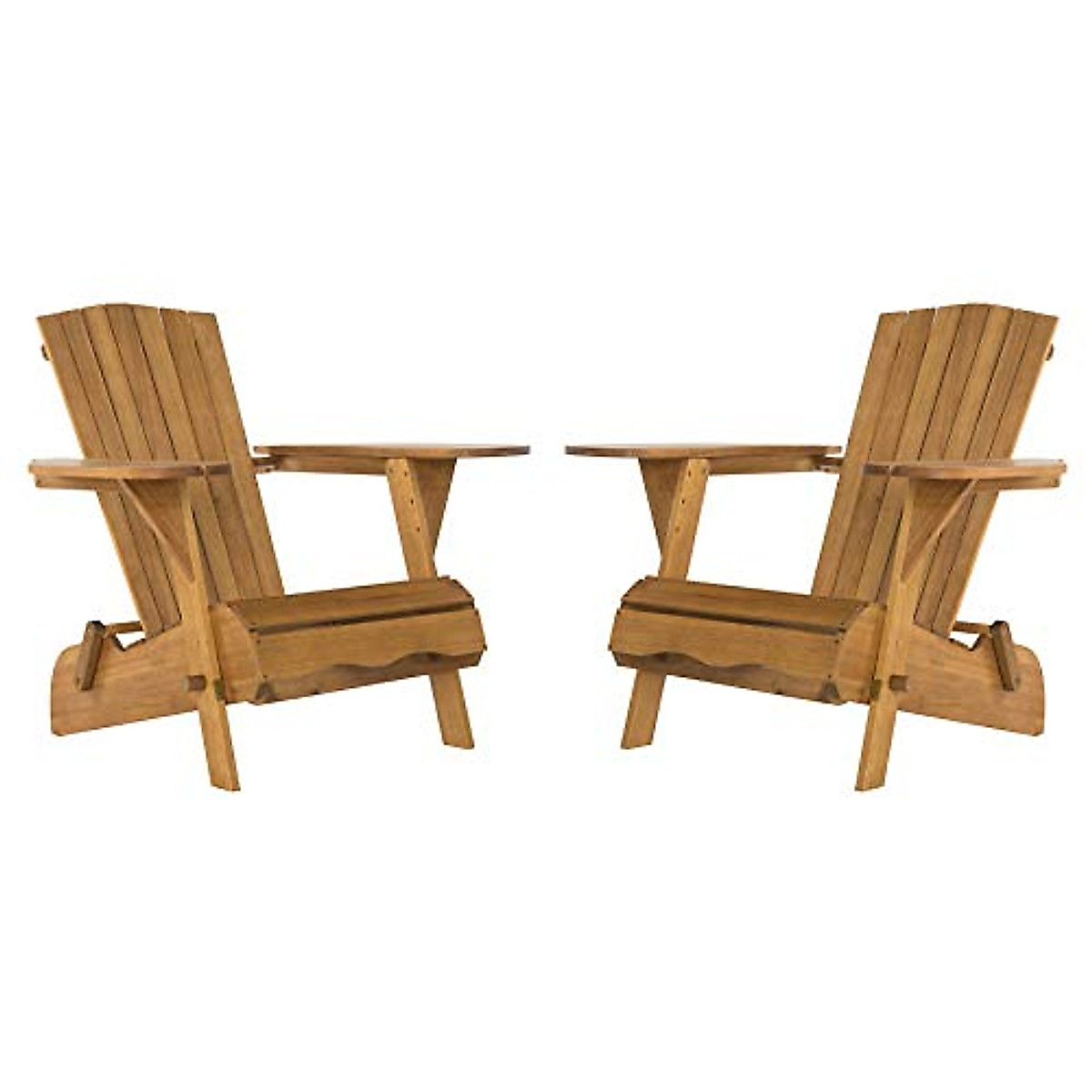 Safavieh PAT7034A-SET2 Outdoor Collection Breetel Teak (Set of 2) Adirondack Chair, Natural
