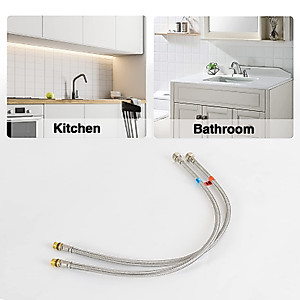 Trywell Bathroom Faucet Supply Lines Connector Stainless Steel Braided Supply Hose M10 Compressor Connector and 3/8-Inch Female Compression Thread x M10 Male Connector, 24-Inch x 2 Pcs (1 Pair)
