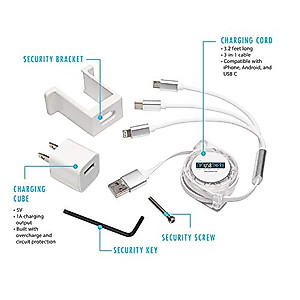 USBthere Cell Phone Charger Lock (1 Kit), Compatible with iPhone and Android, Keeps Cellular-Charging Cable and Cube Locked in Place