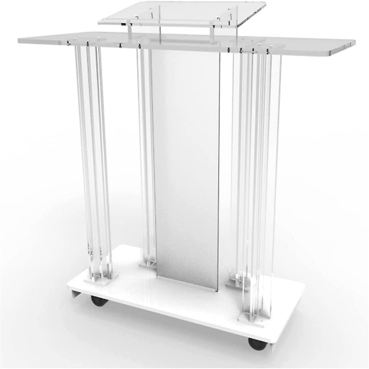 Lectern Podium Acrylic Lectern Pulpit Clear Or Bible Reading Podium Floor with Casters LED Rolling, Conference Room, Church for Your Presentation,Clear