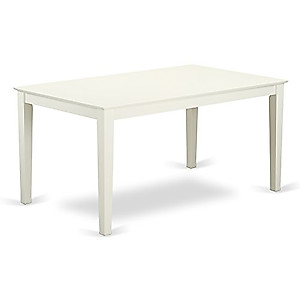 East West Furniture Capri 7 Piece Set Consist of a Rectangle Dinner Table and 6 Kitchen Dining Chairs, 36x60 Inch, Linen White