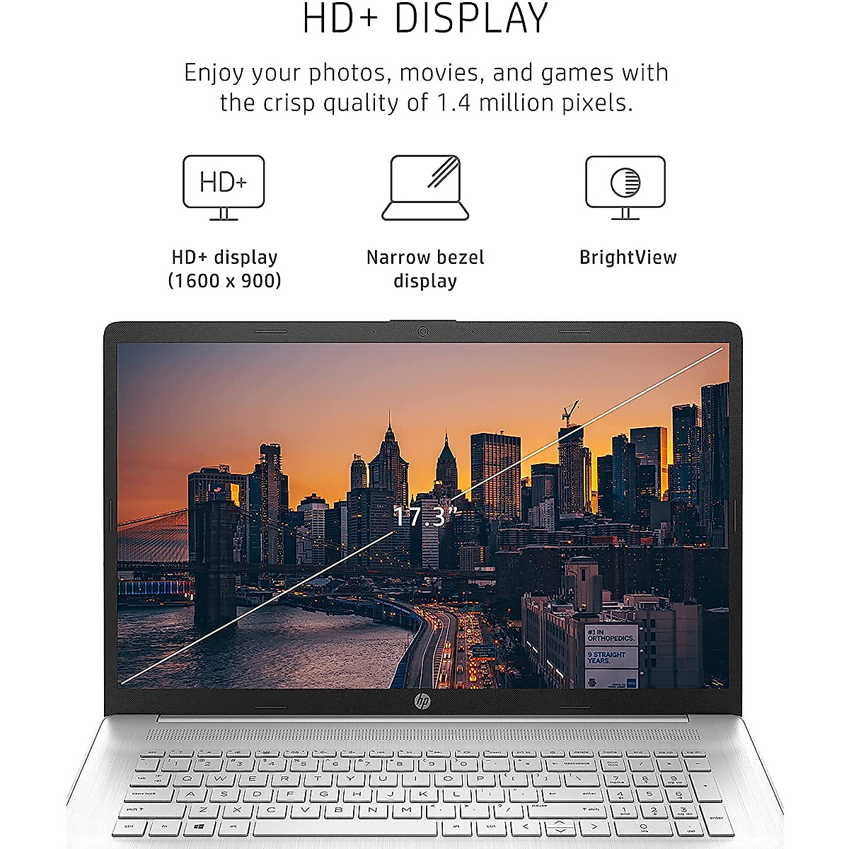 2022 HP High Performance Business Laptop - 17.3" HD+ LCD - AMD Athlon Silver 3050U - Radeon Graphics - 12GB DDR4 - 256GB SSD - USB-C - Fullsize Keyboard- Windows 10 Pro w/ 32GB USB